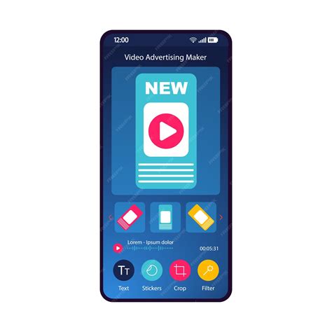 Premium Vector Video Advertising Maker Smartphone Interface Template