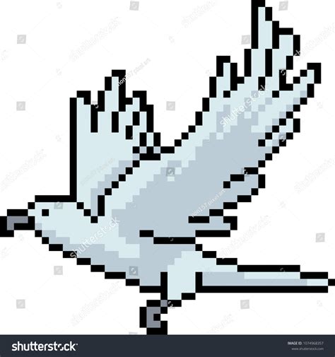 Vector Pixel Art Bird White Isolated 库存矢量图（免版税）1074968357 Shutterstock