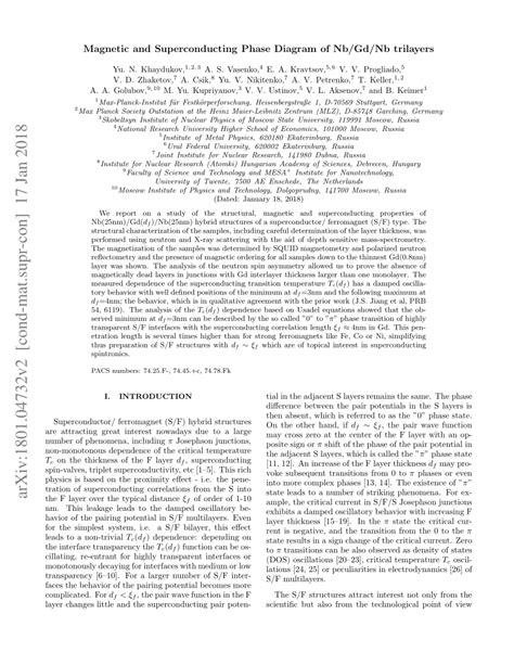 Pdf Magnetic And Superconducting Phase Diagram Of Nbgdnb Trilayers