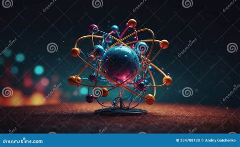 Artistic Visualization Of Protons Neutrons And Electrons Forming An Atomic Structure Stock