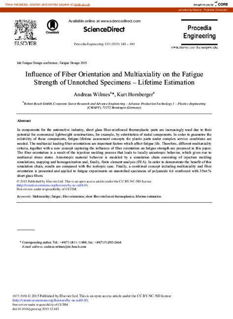 Pdf Influence Of Fiber Orientation And Multiaxiality On The Fatigue Strength Of Unnotched