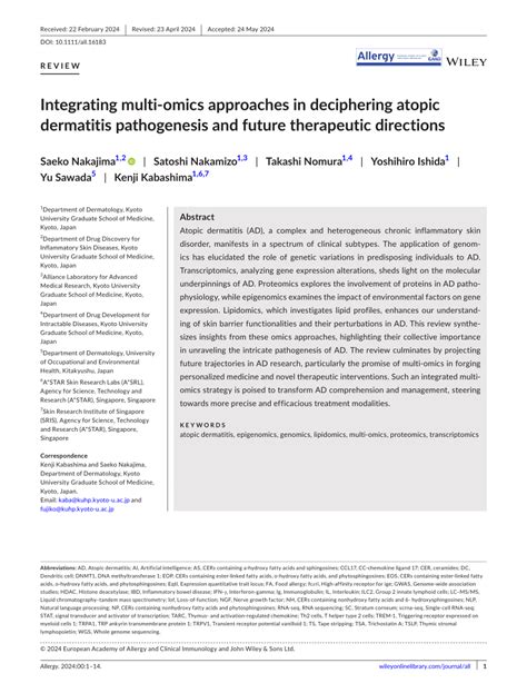 Integrating Multi‐omics Approaches In Deciphering Atopic Dermatitis Pathogenesis And Future