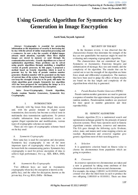 Pdf Using Genetic Algorithm For Symmetric Key Generation In Image Encryption Meghna Shrestha