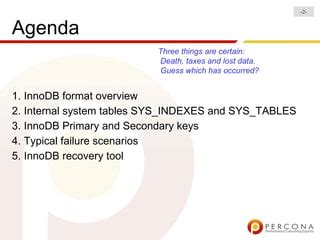 Recovery Of Lost Or Corrupted Inno Db Tables Mysql Uc 2010 PPT