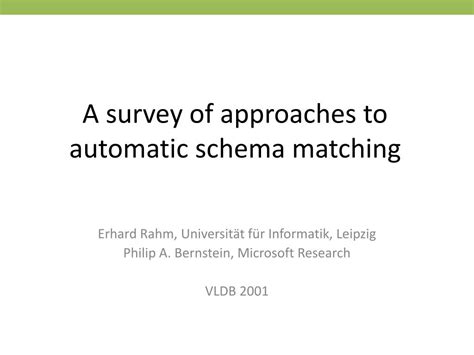 Ppt A Survey Of Approaches To Automatic Schema Matching Powerpoint Presentation Id2035290