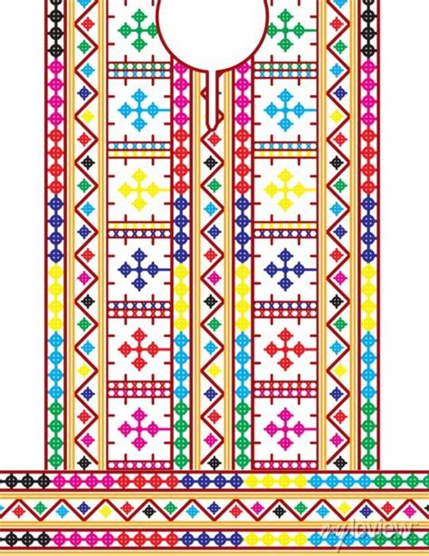 Balochi Dress Vector Design And Pakistan Textile Design • Wall Stickers Card Colours Style