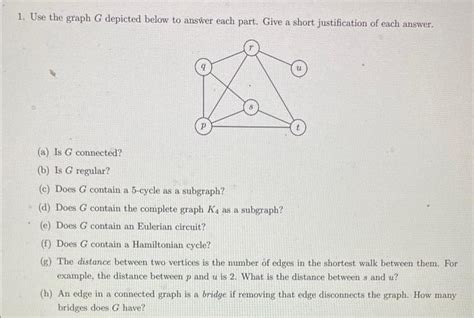 solved 1 use the graph g depicted below to answer each