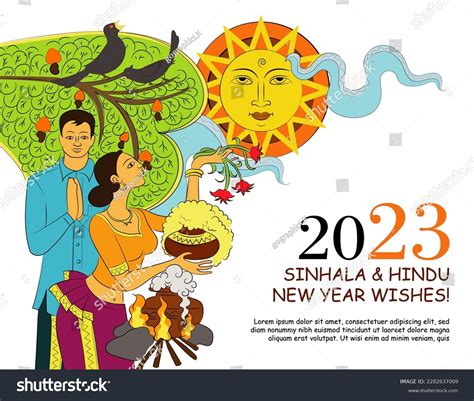 Sinhala And Hindu New Year Background Design Royalty Free Stock Vector 2282637009