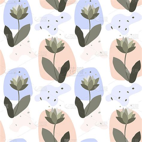 抽象极简的波西米亚植物无缝图案背景。