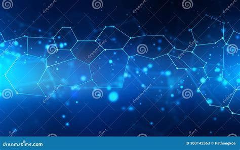 Abstract Blue Technology Hexagonal Background Abstract Science Template Technology Lines And