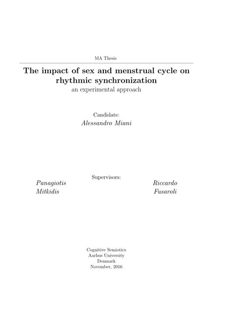 Pdf The Impact Of Sex And Menstrual Cycle On Rhythmic Synchronization An Experimental Approach