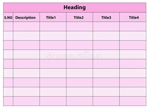 Table Layout Different Pink Color Table Format Vector Creative Table Layout Time Table