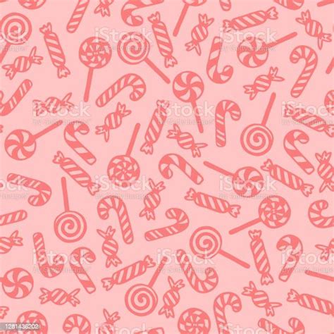 손으로 그린 롤리팝 사탕 지팡이와 사탕과 벡터 원활한 패턴 크리스마스 포장 직물 및 배경을위한 귀여운 디자인 겨울에 대한 스톡 벡터 아트 및 기타 이미지 Istock