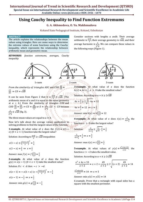 Using Cauchy Inequality To Find Function Extremums By International Journal Of Trend In