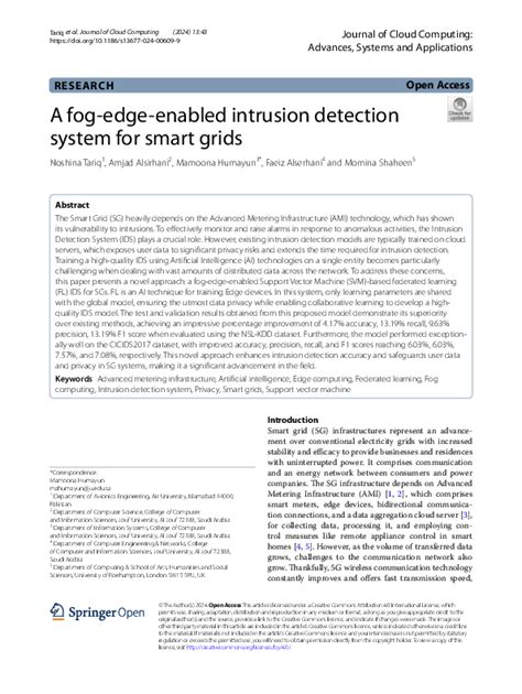 Pdf Fog Edge Ids For Smart Grid Security