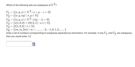 Solved Which Of The Following Sets Are Subspaces Of R 3 U1