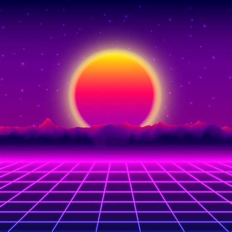 Premium Vector Retro Synthwave Glowing Neon Lights Plane