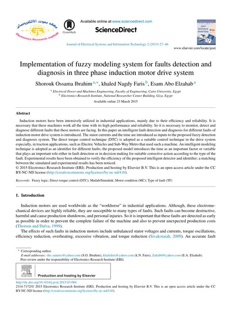 Pdf Implementation Of Fuzzy Modeling System For Faults Detection And Diagnosis In Three Phase