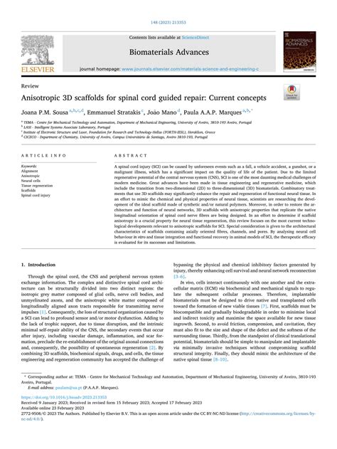 Pdf Anisotropic 3d Scaffolds For Spinal Cord Guided Repair Current