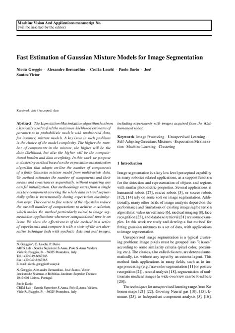 Pdf Fast Estimation Of Gaussian Mixture Models For Image Segmentation