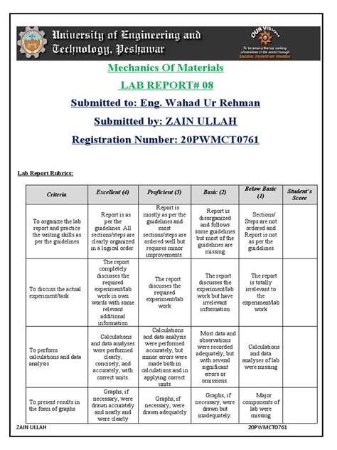 Mom Lab Report 08 For Merge Pdf Beam Structure Computer