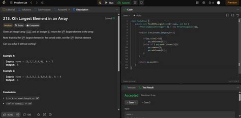 Aditi Thakur On Linkedin Day35 Kth Largest Element In An Array Day 35 Of My 100 Day Leetcode