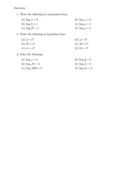 Add Math Logarithms And Exponentials Worksheet Final Part2 Pdf
