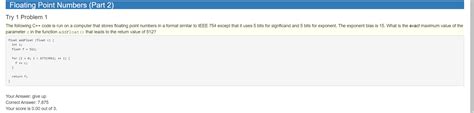 Solved Try 1 ﻿problem 1parameter C ﻿in The Function Addfloat