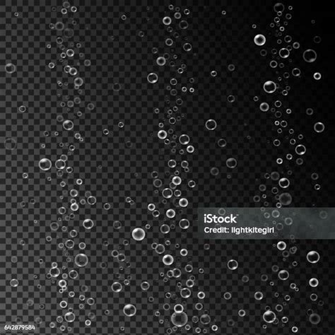 투명 한 배경에 Fizzing 공기 거품 텍스처를 물 버블링 수 중 발포 성 서식 파일 벡터 일러스트 레이 션 기포에 대한 스톡