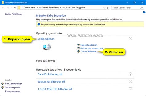 Turn On Or Off BitLocker For Operating System Drive In Windows Tutorials