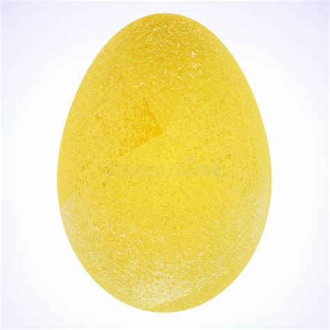 Three Dimensional Yellow Egg With Textured Shell On A White Background