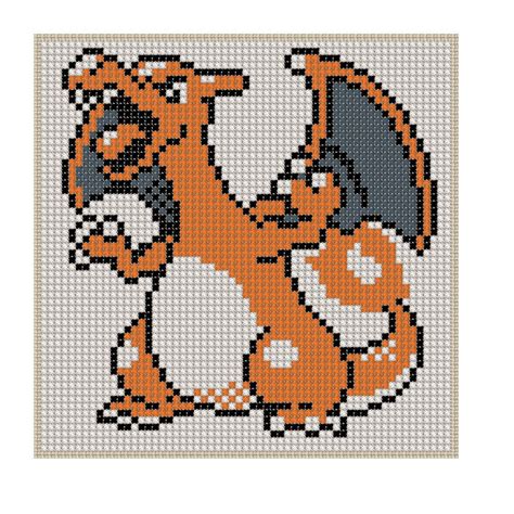 Minecraft Pixel Art Charizard Grid