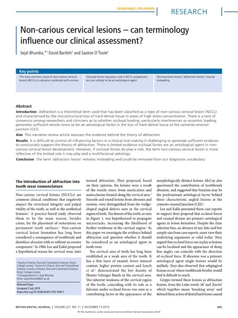 Non Carious Cervical Lesions Can Terminology Pdf Mouth Dentistry