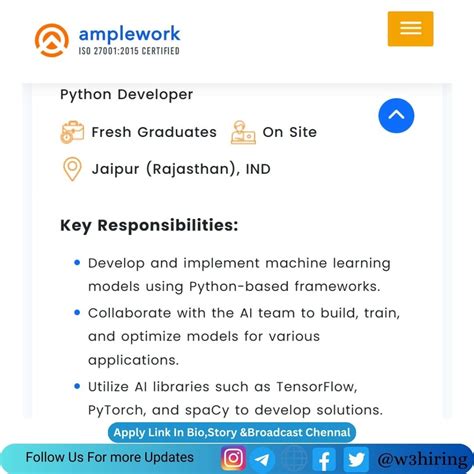 Amplework Jobs 2024 Hiring Python Developer Bachelors Degree W3hiring