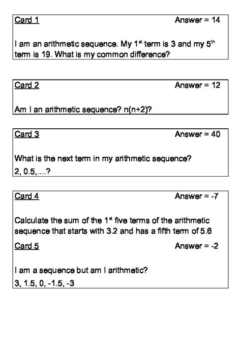 Arithmetic Sequences Treasure Hunt PDFCOFFEE