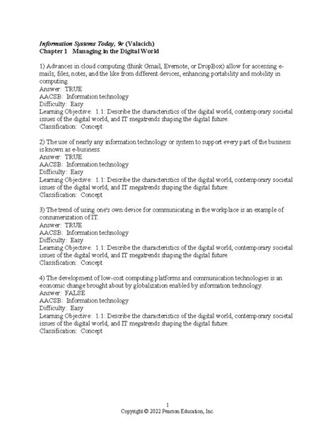 Information Systems Today Managing In The Digital World 9th Edition By Joseph Valacich Test