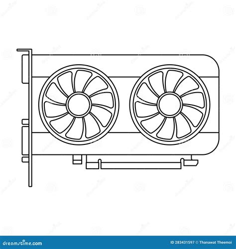 graphics processing unit or gpu computer vector illustration outline