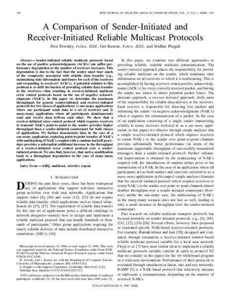 Pdf A Comparison Of Sender Initiated And Receiver Initiated Reliable Multicast Protocols