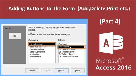 Adding Buttons To The Form Adddeleteprint Etc Access 2016 Urdu