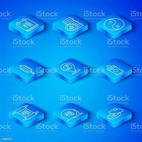 선 중국 설날 음양 상징 불꽃놀이 종이 랜턴 그리고 다도 아이콘을 세트 벡터 0명에 대한 스톡 벡터 아트 및 기타 이미지 0명 3차원 형태 Pyrotechnic