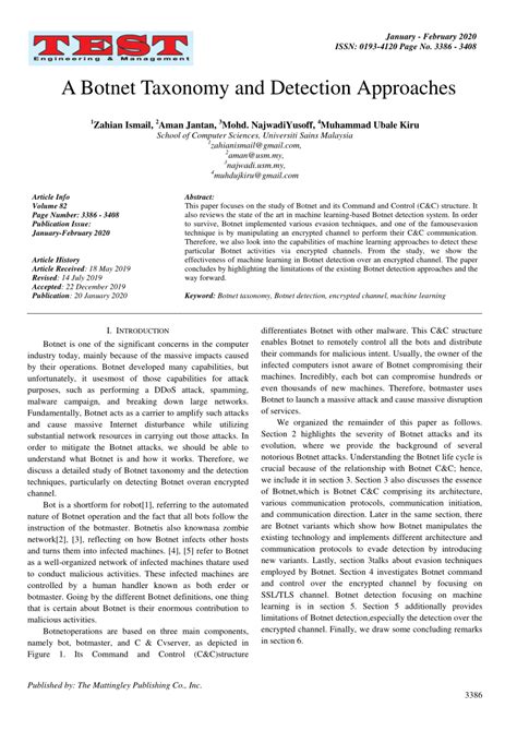 pdf a botnet taxonomy and detection approaches