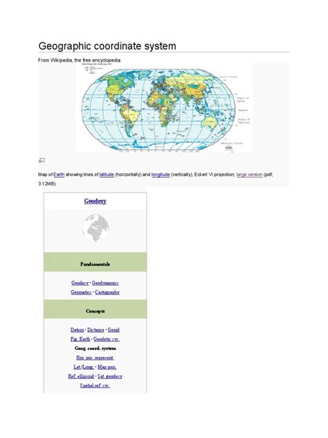 Geographic Coordinate System Pdf Latitude Longitude