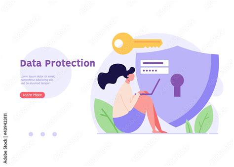 Data Protection Concept Woman Protecting Personal Data Files With Safe Password On Laptop