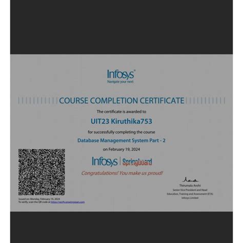 Part 2 Dbms Course Completion😊 Kiruthika A