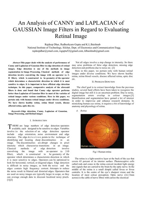 Pdf An Analysis Of Canny And Laplacian Of Gaussian Image Filters In Regard To Evaluating