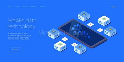 Mobile Data Processing Technology In Isometric Vector Illustration