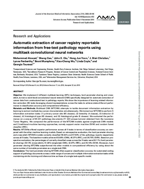 Pdf Automatic Extraction Of Cancer Registry Reportable Information From Free Text Pathology