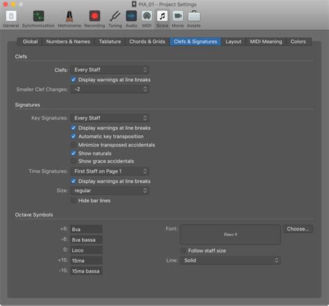 Settings Clefs And Signatures ⌃⌥⇧l — Logic Pro X Keyboard Command Of