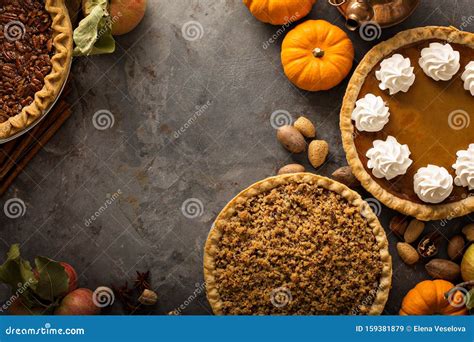 Traditional Thanksgiving Pies Stock Image Image Of Baked Fresh 159381879