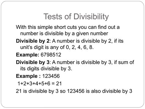 Tests Of Divisibility Pptx